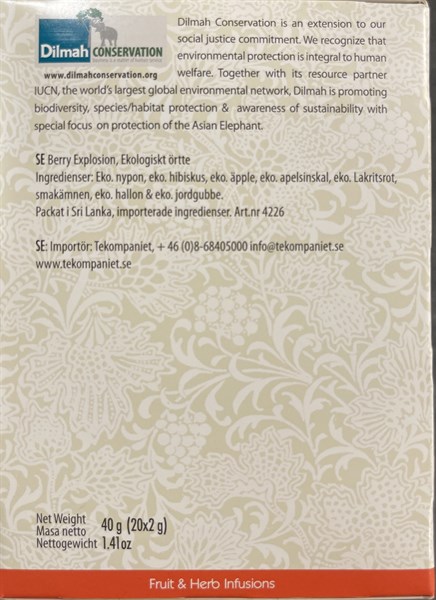 Berry Explosion, Örtte, Dilmah Organic, 6 x20 påsar